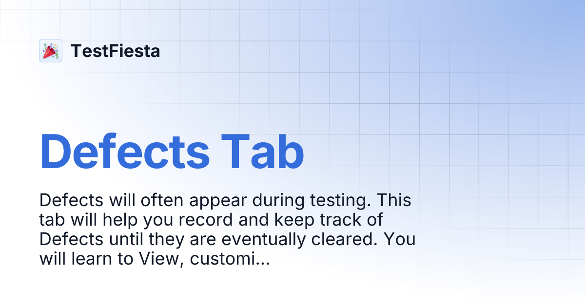 Defects Tab | TestFiesta