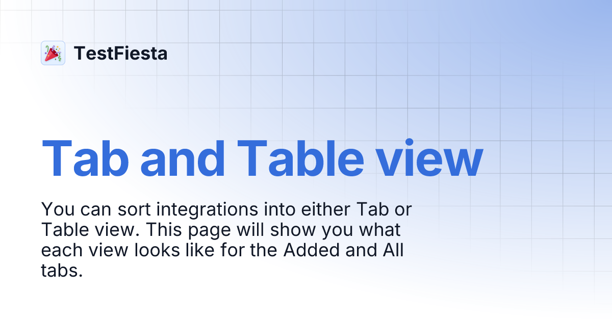 Tab and Table view | TestFiesta