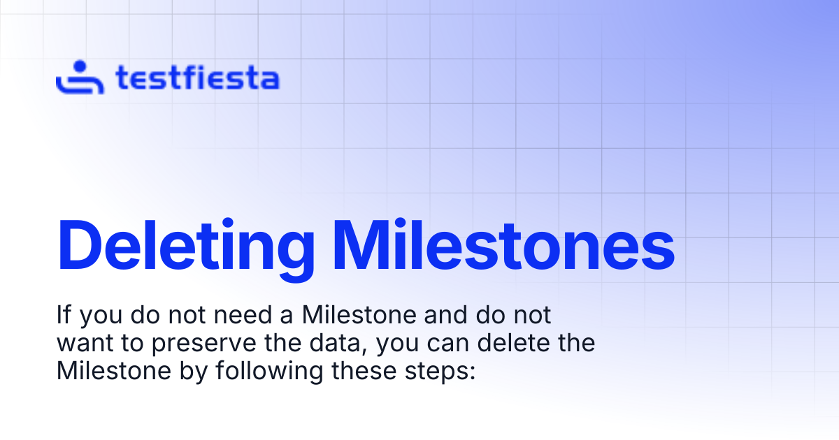 Deleting Milestones | TestFiesta